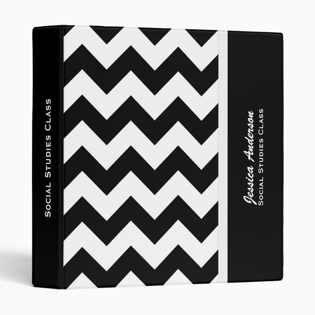 Personalized: Black And White Chevron Binder 2 | Zazzle