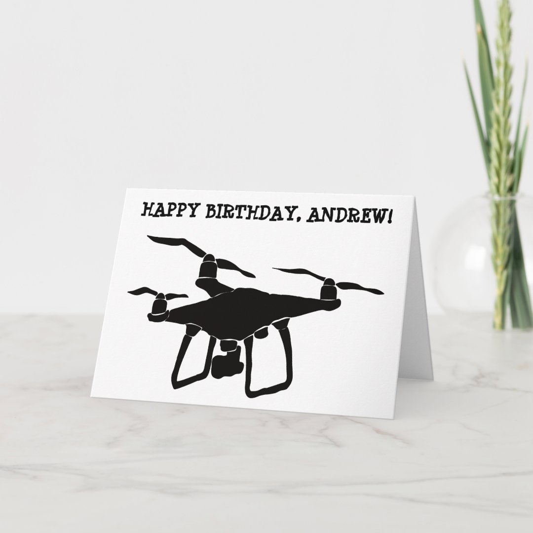 Personalized Black and White Drone Card | Zazzle