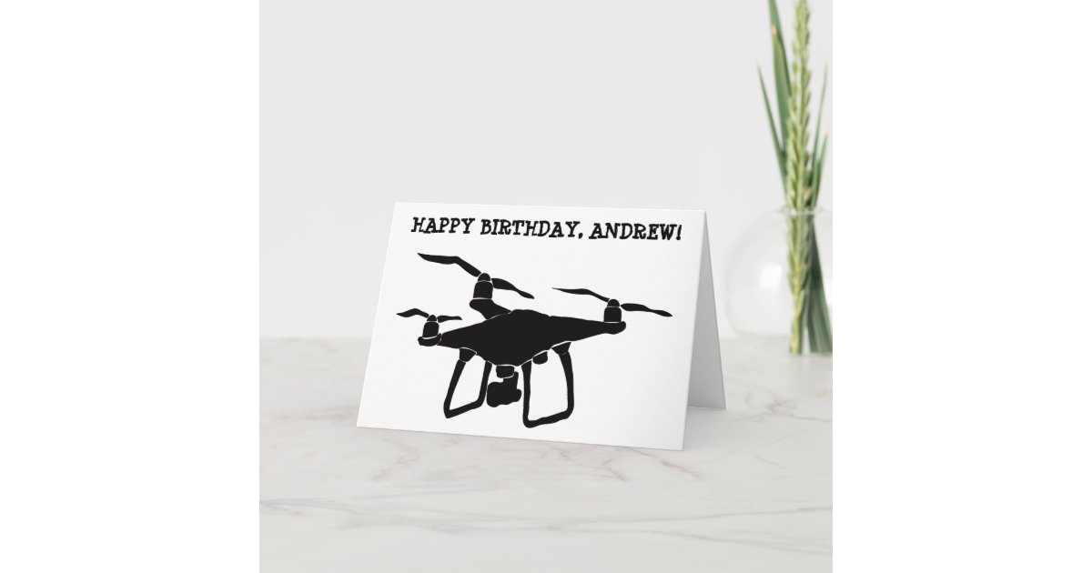 Personalized Black and White Drone Card | Zazzle