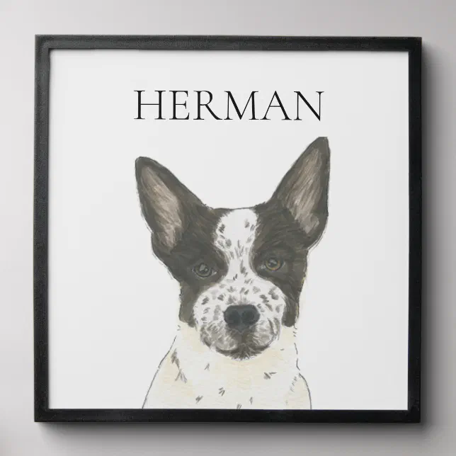 Personalized Black and White Heeler Cattledog Peel And Stick Photo Tile ...