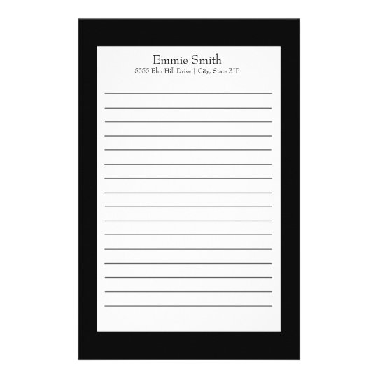 Personalized Black and White Lined Stationery | Zazzle.com
