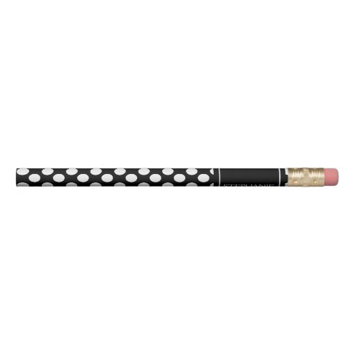Personalized Black and White Polka Dot Pencil | Zazzle