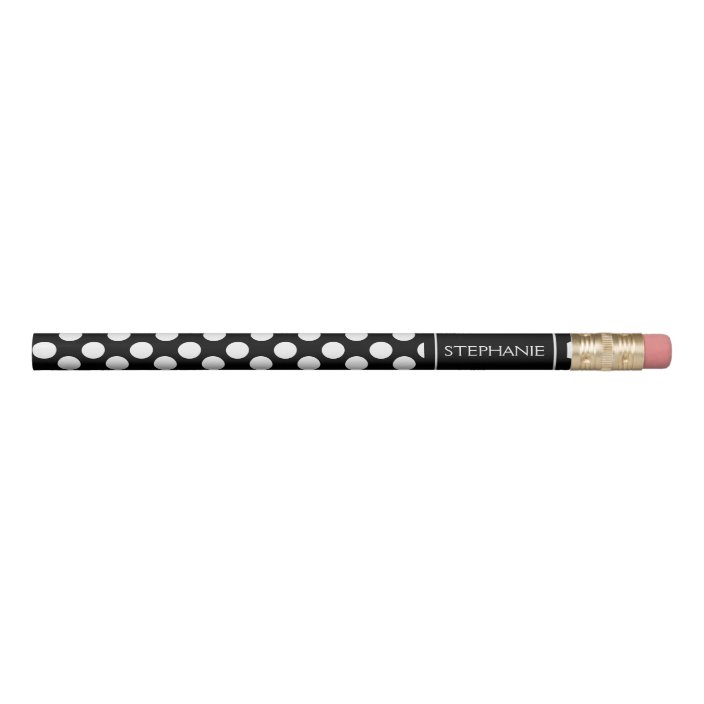 Personalized Black and White Polka Dot Pencil | Zazzle.com