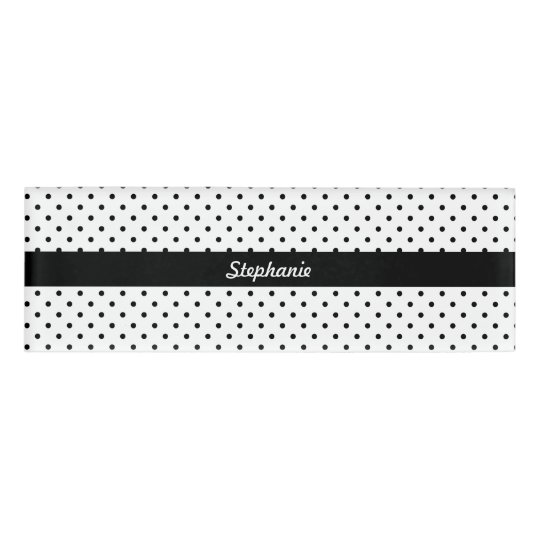 Personalized Black and White Polka Dots Name Tag | Zazzle.com