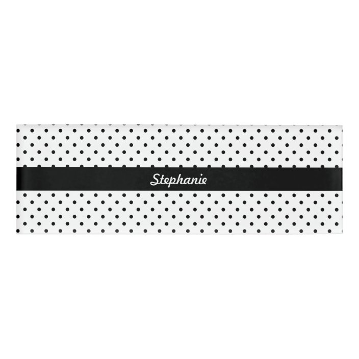 Personalized Black and White Polka Dots Name Tag | Zazzle.com