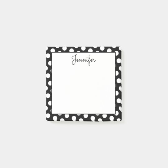 Personalized Black and White Polka Dots Post-it Notes | Zazzle.com