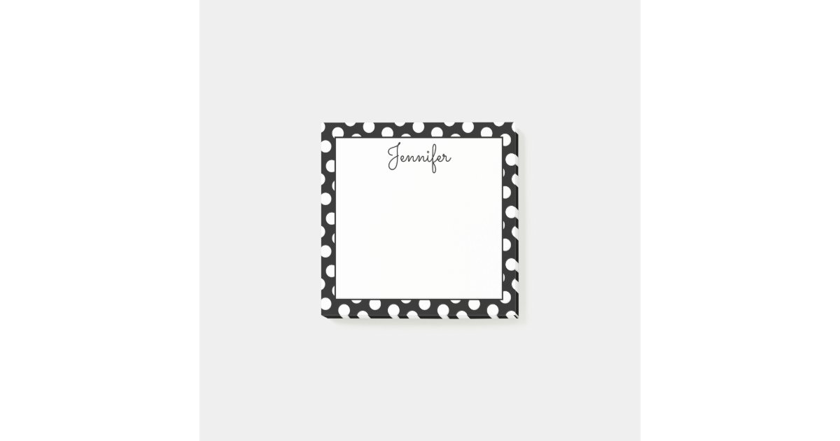 Personalized Black and White Polka Dots Post-it Notes | Zazzle