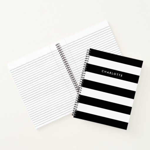 Personalized Black and White Stripes Notebook | Zazzle
