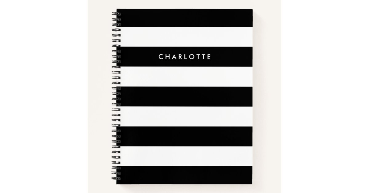 Personalized Black and White Stripes Notebook | Zazzle