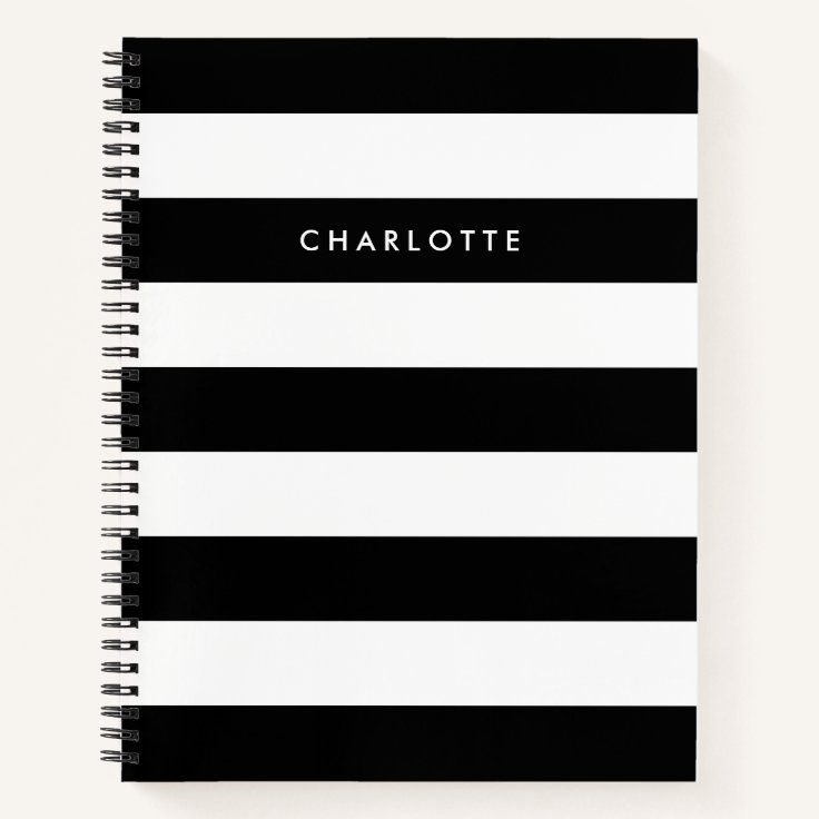 Personalized Black and White Stripes Notebook | Zazzle