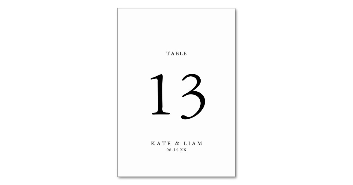 Personalized Black and White Table Number | Zazzle