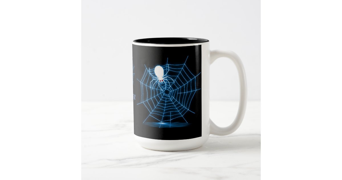 Personalized Black & Blue Spider Web Mug | Zazzle