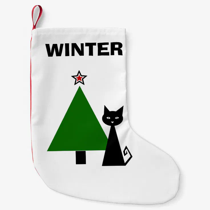 Personalized Black Cat Small Christmas Stocking | Zazzle