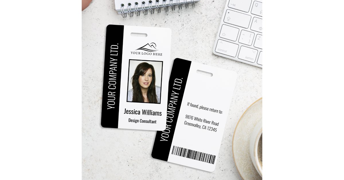 Personalized Black Corporate Employee Security ID Badge | Zazzle