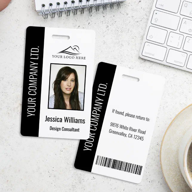 Personalized Black Corporate Employee Security ID Badge | Zazzle