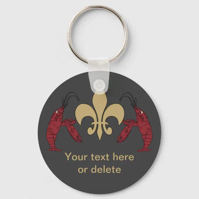 Personalized Black Gold Fleur de Lis Crawfish Keychain | Zazzle
