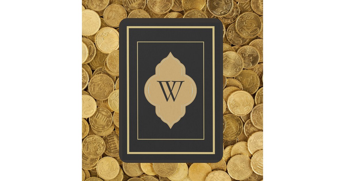 Personalized black gold initial playing cards | Zazzle
