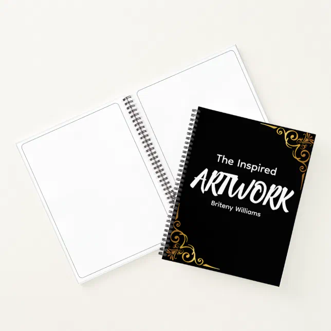 Personalized Black golden Artist Sketchbook Notebook | Zazzle