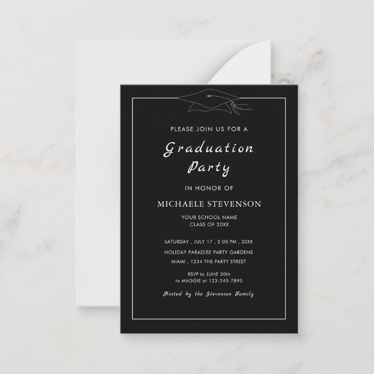 Personalized Black Graduation Party Invitation Cap | Zazzle
