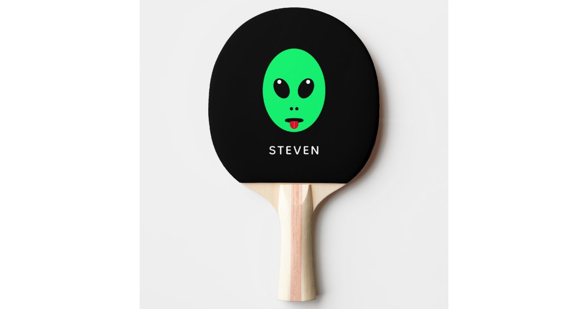 Personalized Black Green Alien Ping Pong Paddle | Zazzle