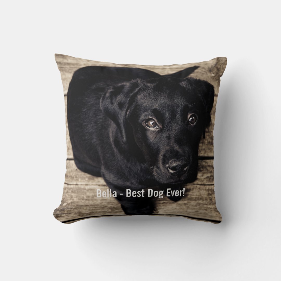 Personalized Black Lab Dog Photo and Dog Name Throw Pillow | Zazzle