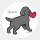 Personalized Black Lab Puppy and Red Heart Classic Round Sticker | Zazzle