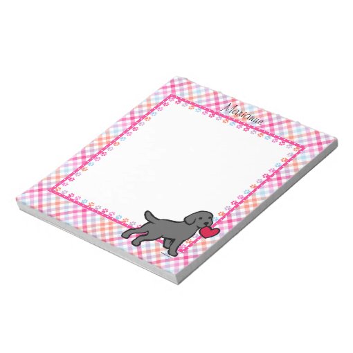 Personalized Black Lab Puppy and Red Heart Notepad | Zazzle