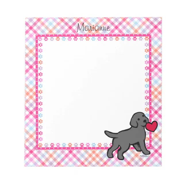Personalized Black Lab Puppy and Red Heart Notepad | Zazzle
