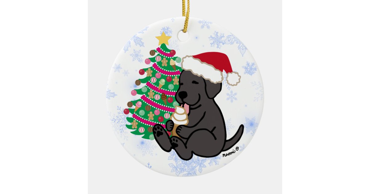 Personalized Black Labrador Ice Cream Ceramic Ornament | Zazzle