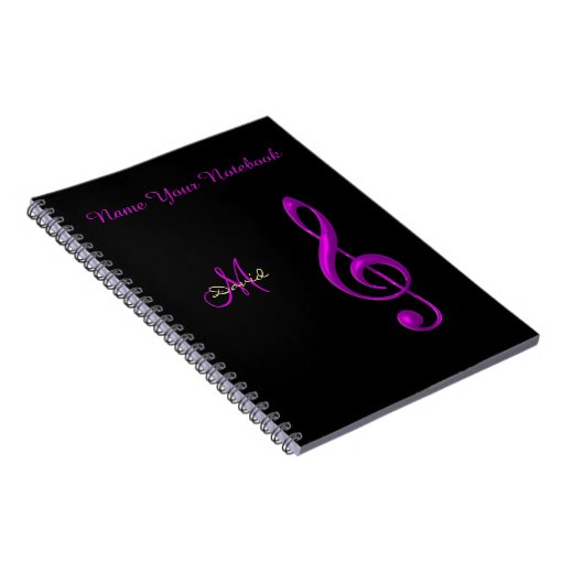 Personalized Black Light Music Clef Notebook | Zazzle