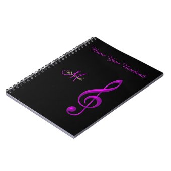Personalized Black Light Music Clef Notebook | Zazzle