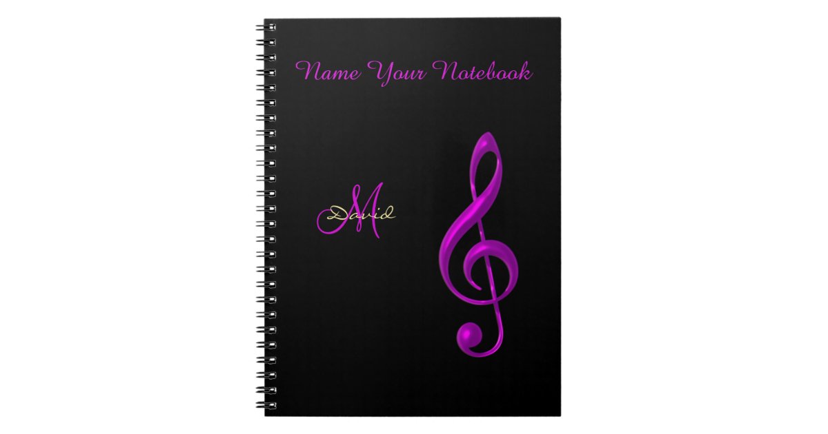 Personalized Black Light Music Clef Notebook | Zazzle