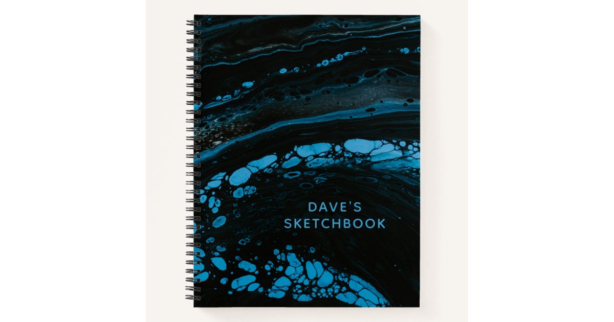 Personalized Black Marble Sketchbook Notebook | Zazzle