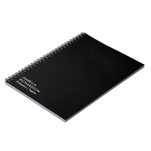 Personalized Black Minimalist Notebook | Zazzle