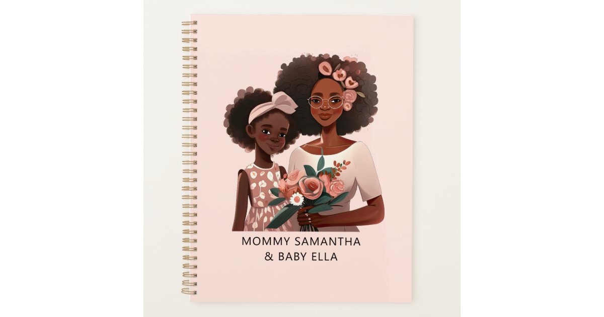Personalized Black Mom and Daughter (12) Planner | Zazzle
