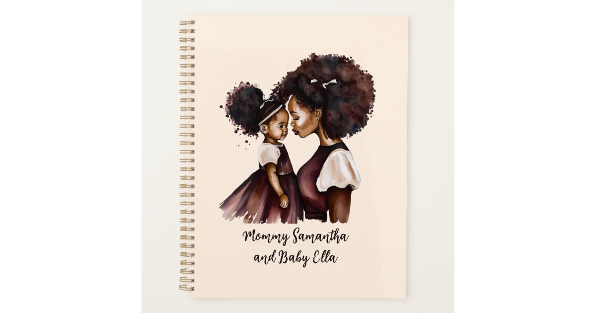 Personalized Black Mom and Daughter (5) Planner | Zazzle