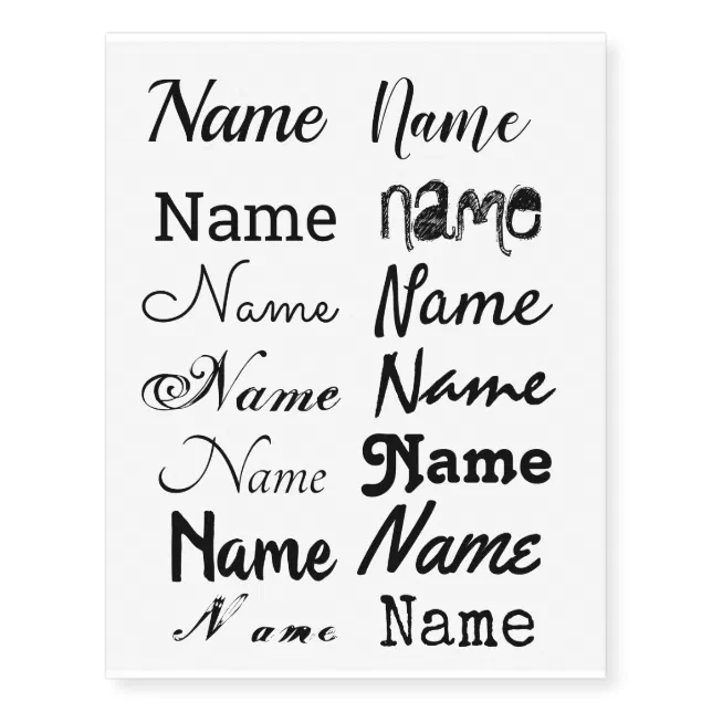 Personalized black name temporary tattoos | Zazzle