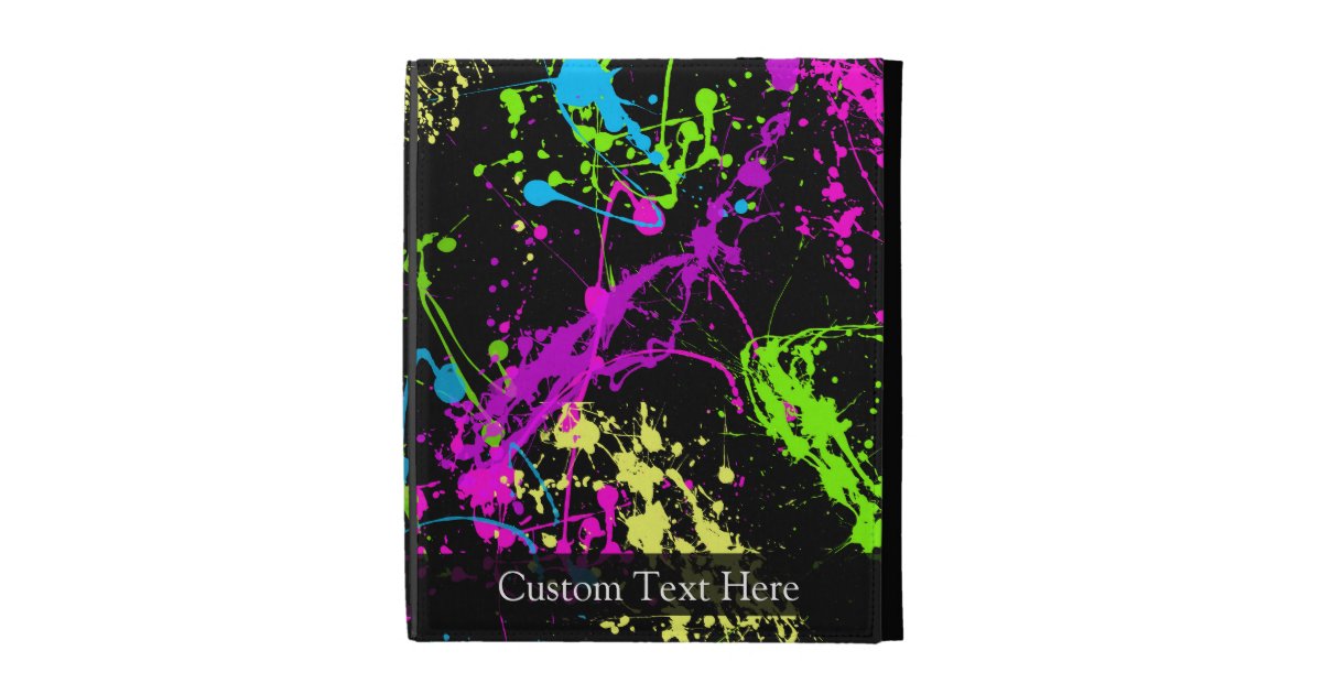 Personalized Black/Neon Splatter iPad Case | Zazzle