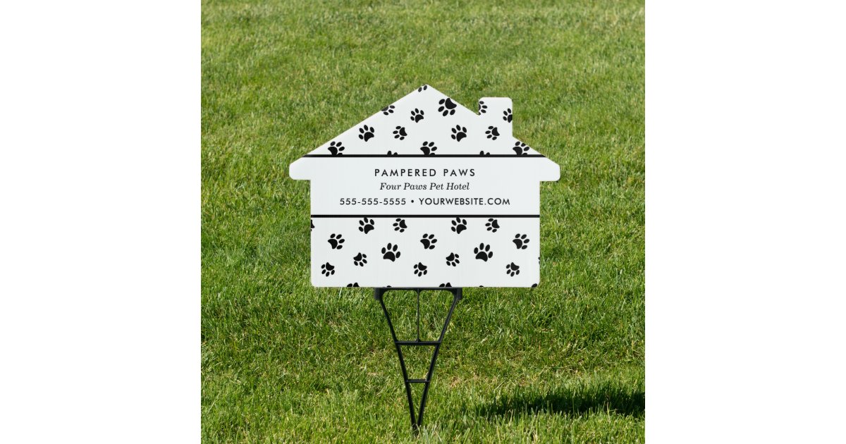 Personalized Black Paw Prints Pet Hotel Sign | Zazzle