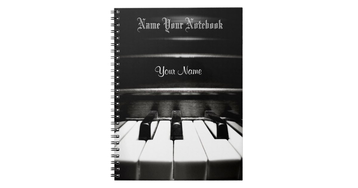 Personalized Black Piano Music Notebook | Zazzle