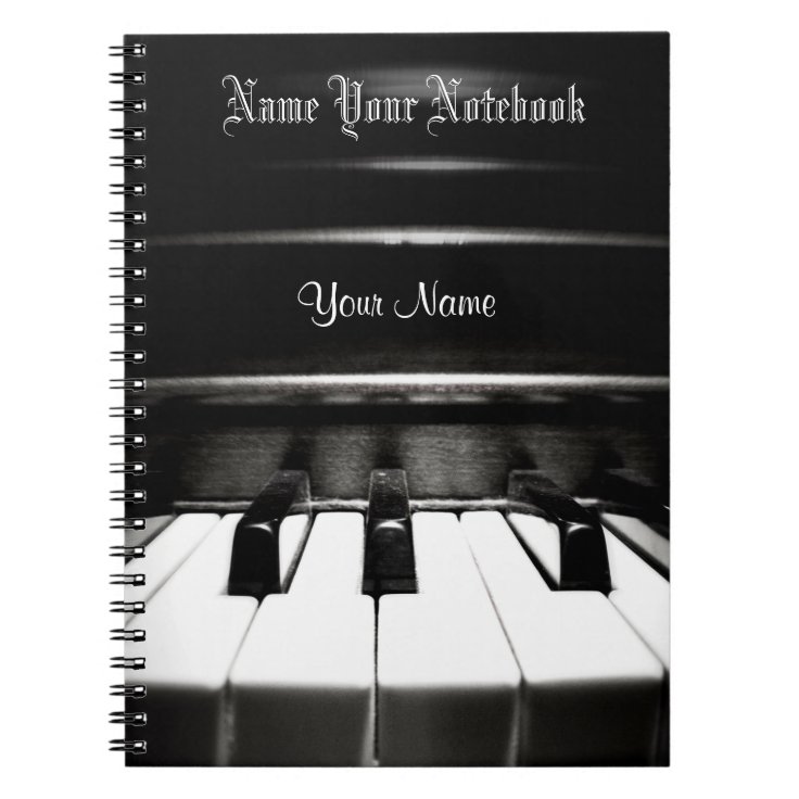 Personalized Black Piano Music Notebook | Zazzle