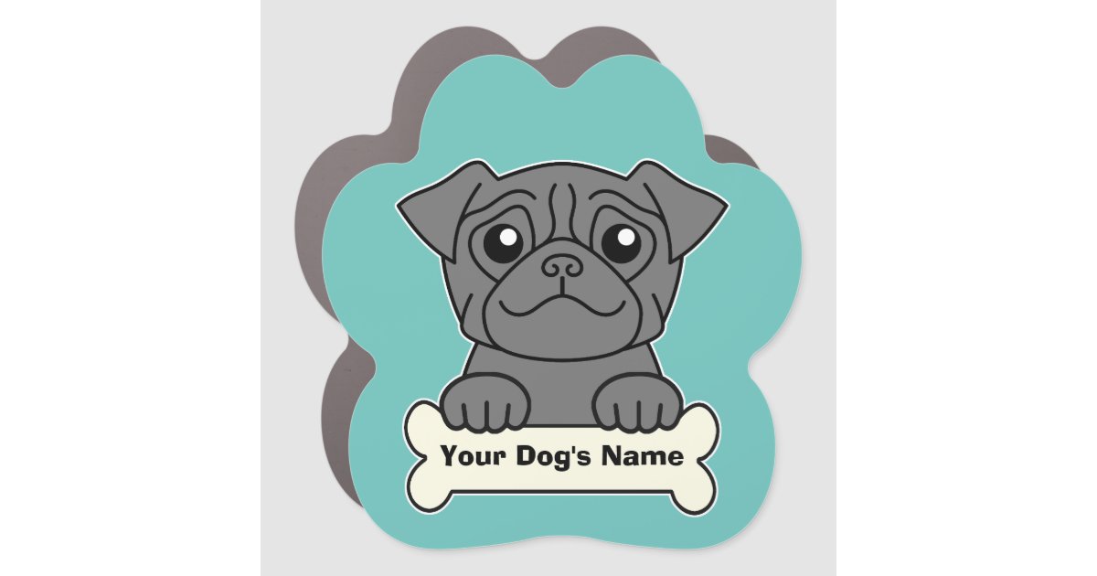 Personalized Black Pug Car Magnet | Zazzle
