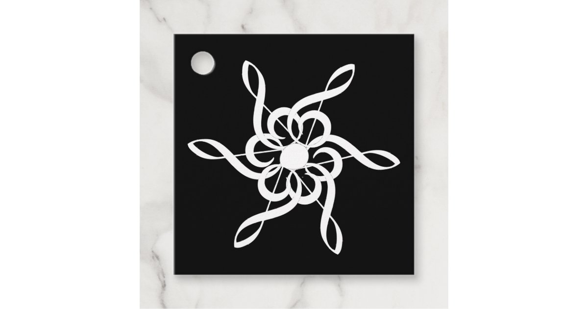 Personalized Black Treble Clef Snowflake Musical Favor Tags | Zazzle
