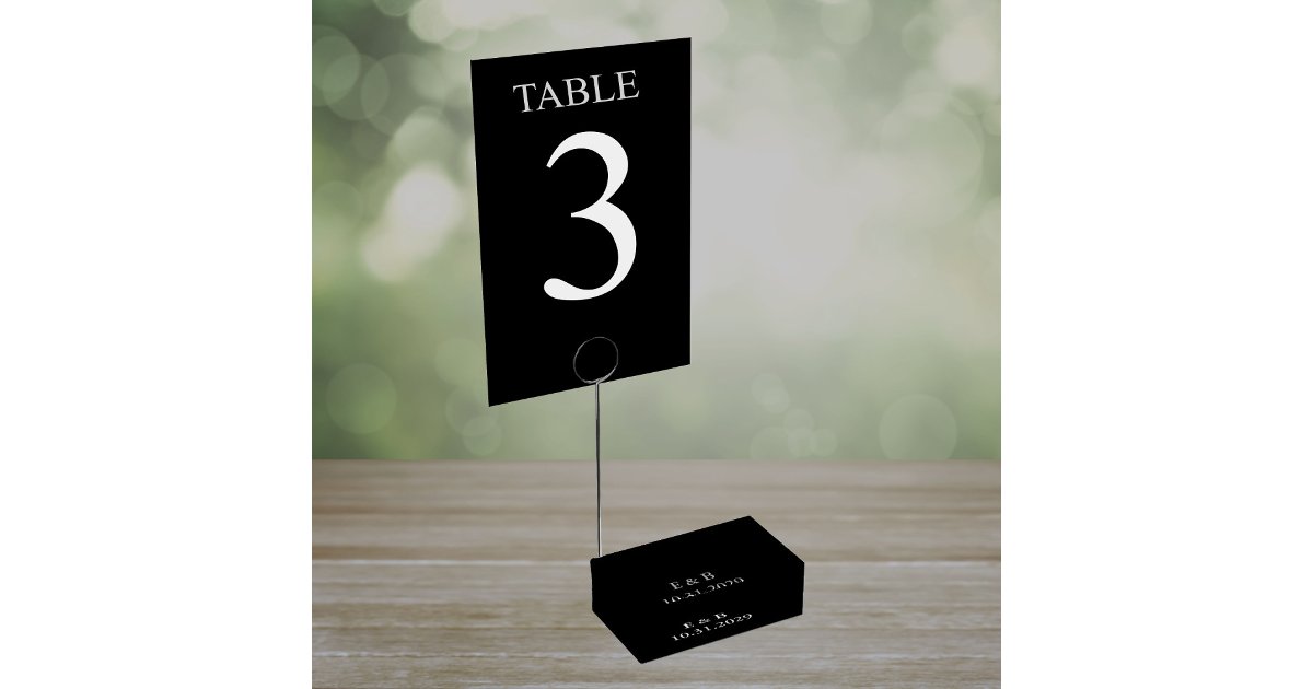 Personalized Black Wedding Place Card Holder | Zazzle