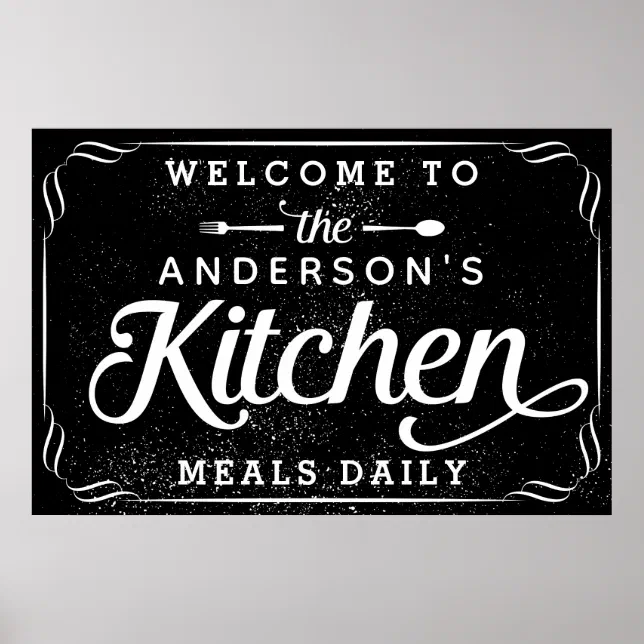 Personalized Black Welcome to the Kitchen Sign | Zazzle