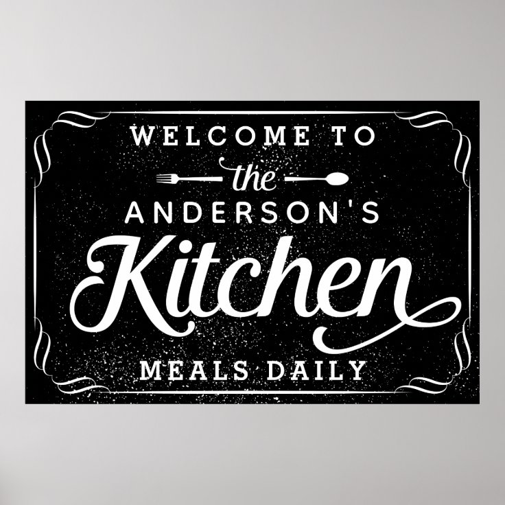 Personalized Black Welcome to the Kitchen Sign | Zazzle