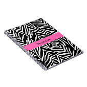 Personalized Black, White and Hot Pink Zebra Print Notebook | Zazzle