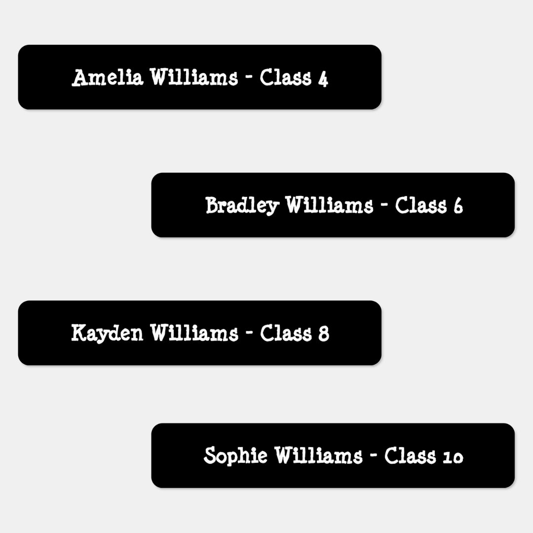 Personalized Black/White Back To School Clothes Labels | Zazzle