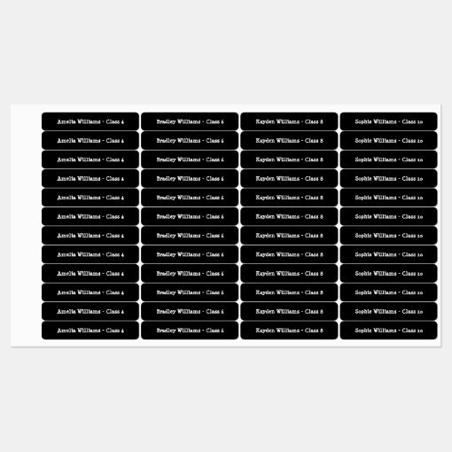 Personalized Black/White Back To School Clothes Labels | Zazzle