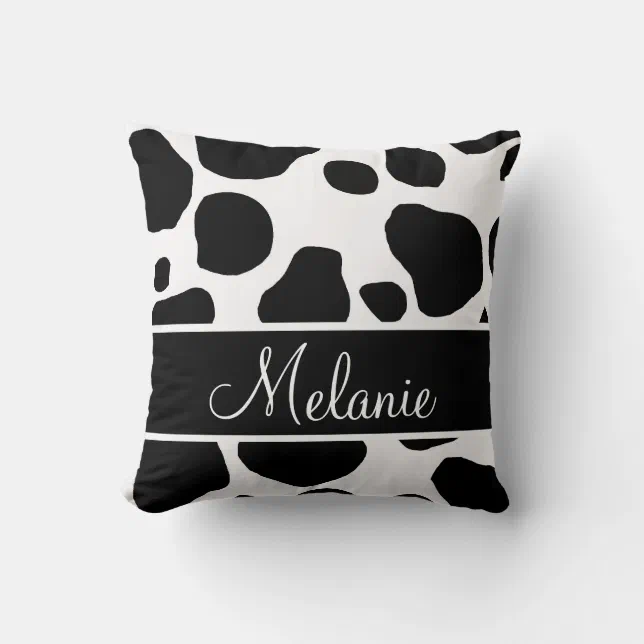 Personalized Black White Cow Spots Pillow | Zazzle